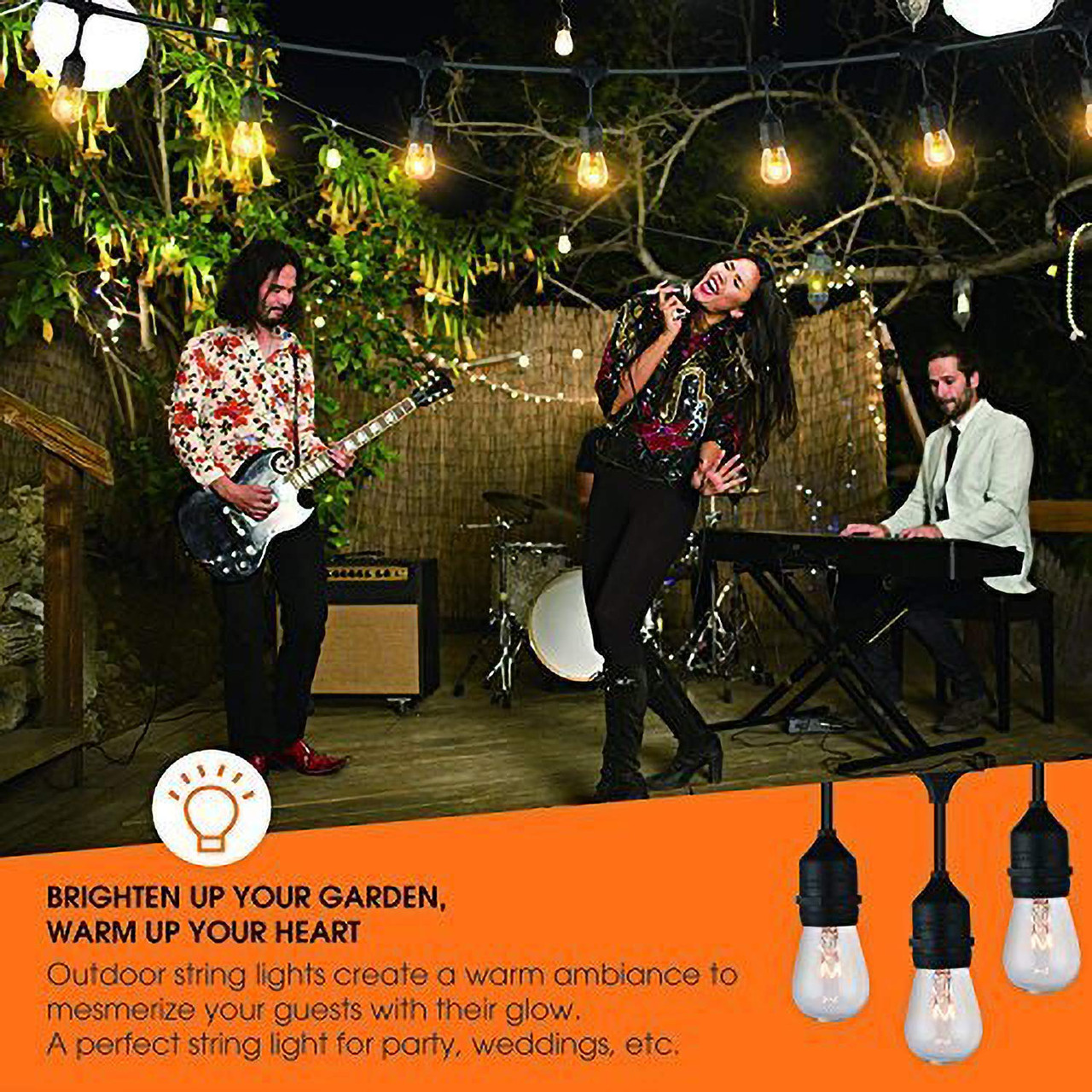 BISTRO-LIGHTS | 48ft LED Outdoor String Lights | 2700K