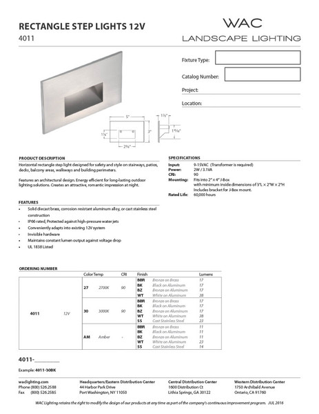 4011 - Horizontal Rectangle Step Light | WAC Lighting