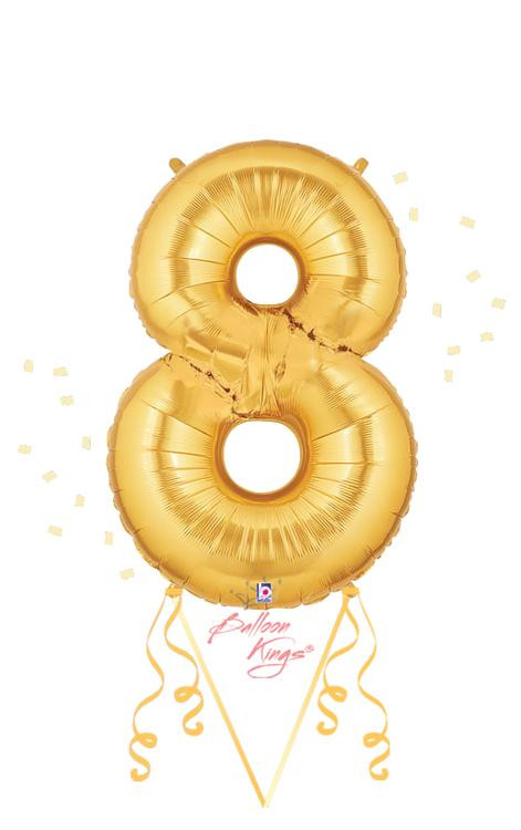 Gold Number 8 Balloon | Celebrate Milestones with Balloon Kings