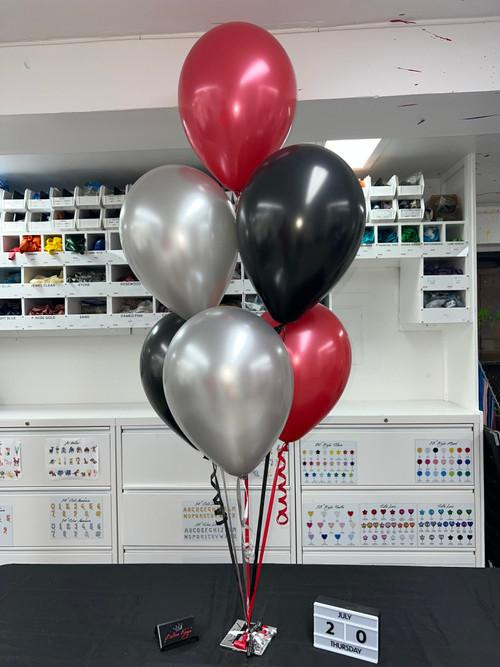 Centerpiece of 6 Helium Balloons – Dallas Table Décor, Custom Colors