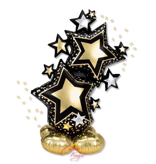 Airloonz Star Cluster (Black & Gold) – Free‑Standing Event Décor (Dallas)
