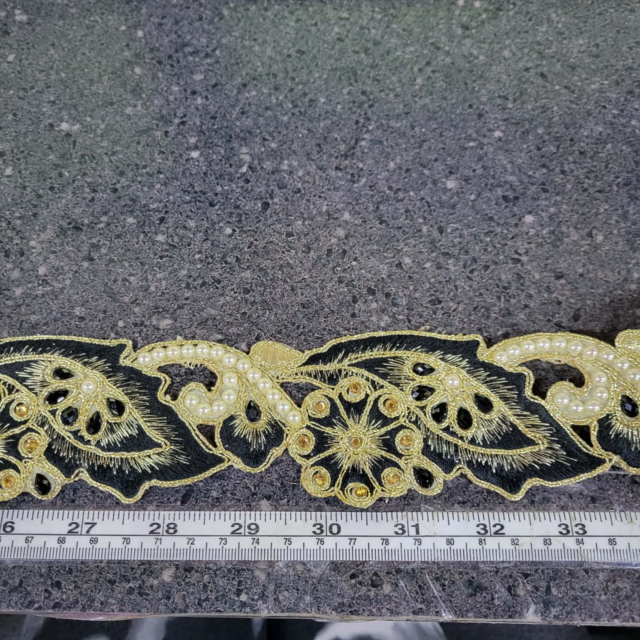 Fancy Beaded Saree Floral Border Trim Embroidered 2" (50mm) Per mtr ...