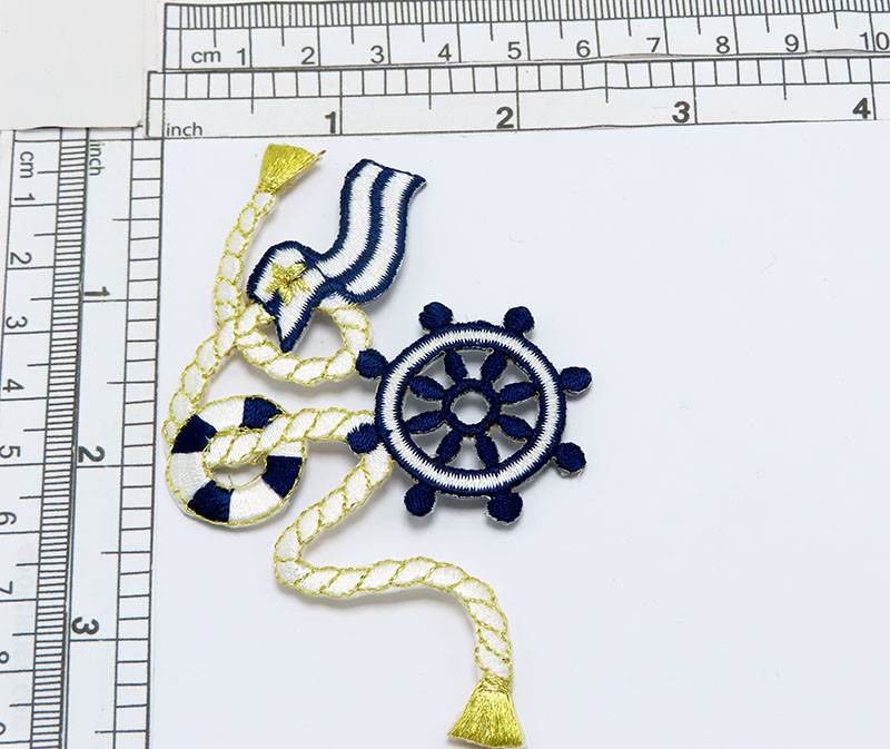 Nautical Rope Wheel Preserver & Flag Applique Right - Patchwork Panda Trims