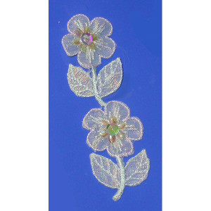 Sew On Patch Applique - Sheer Flower Spray - Patchwork Panda Trims