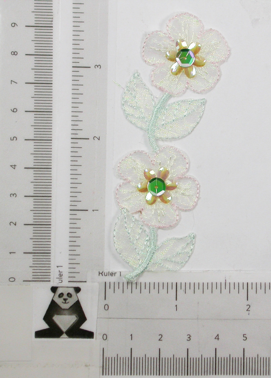 Sew On Patch Applique - Sheer Flower Spray - Patchwork Panda Trims
