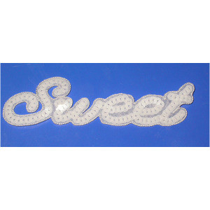 Sequin Word SWEET 1 3/8" X 5 1/8" - Patchwork Panda Trims