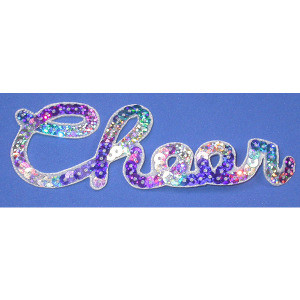CHEER Holographic Sequin Word - Patchwork Panda Trims