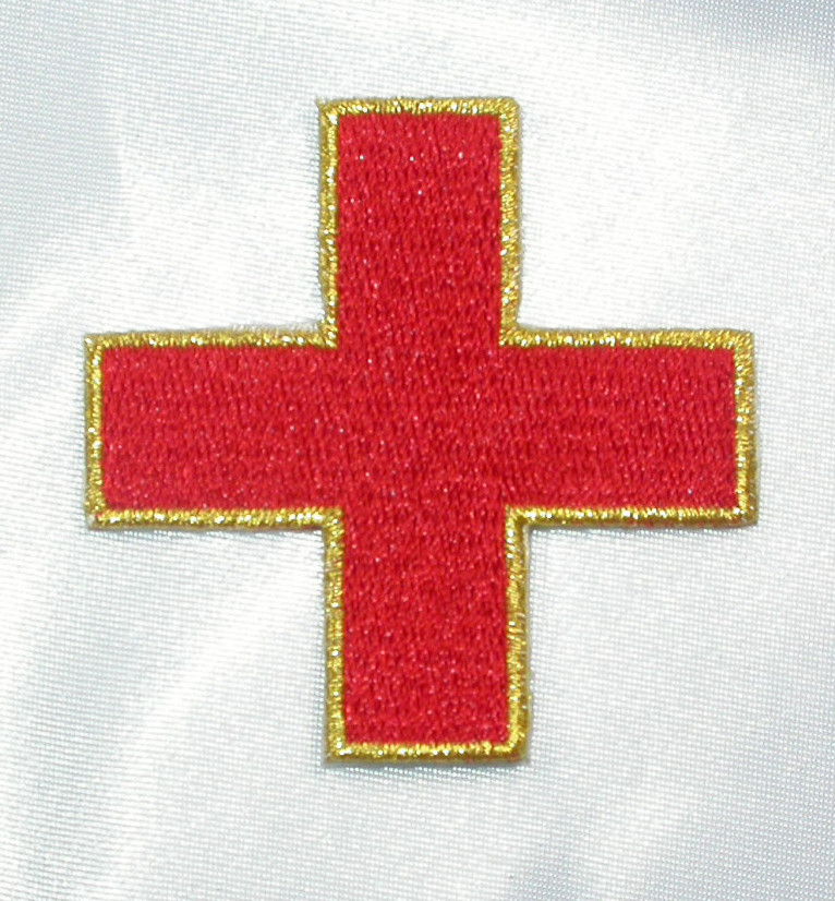 Jerusalem 2 1/4" Corner Cross Red with Gold Border - Patchwork Panda Trims