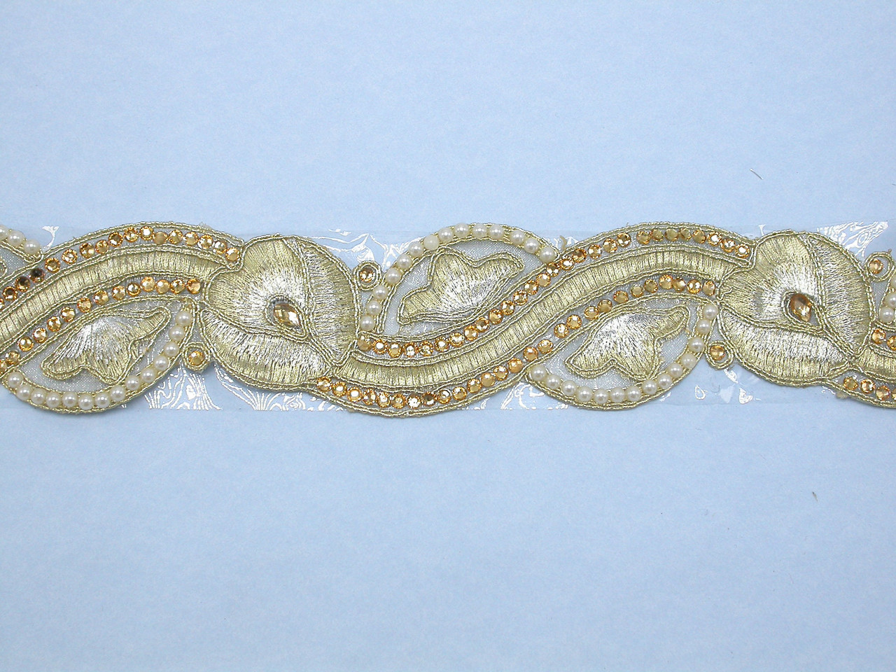 Fancy Beaded Saree Floral Border Trim Embroidered 2" (50mm) Per mtr ...