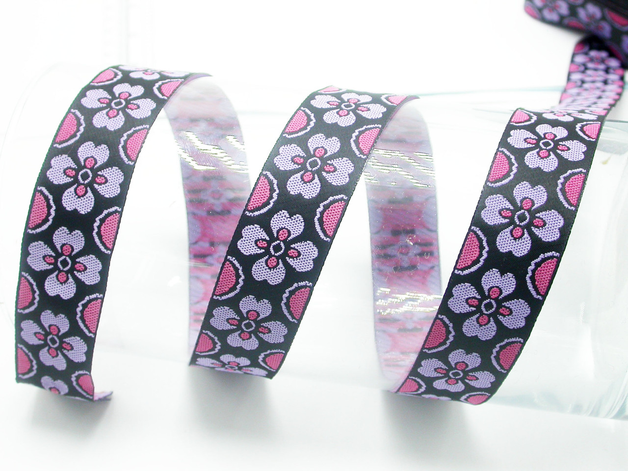 Jacquard Ribbon 1" (25mm) Primrose Per Yard - Patchwork Panda Trims