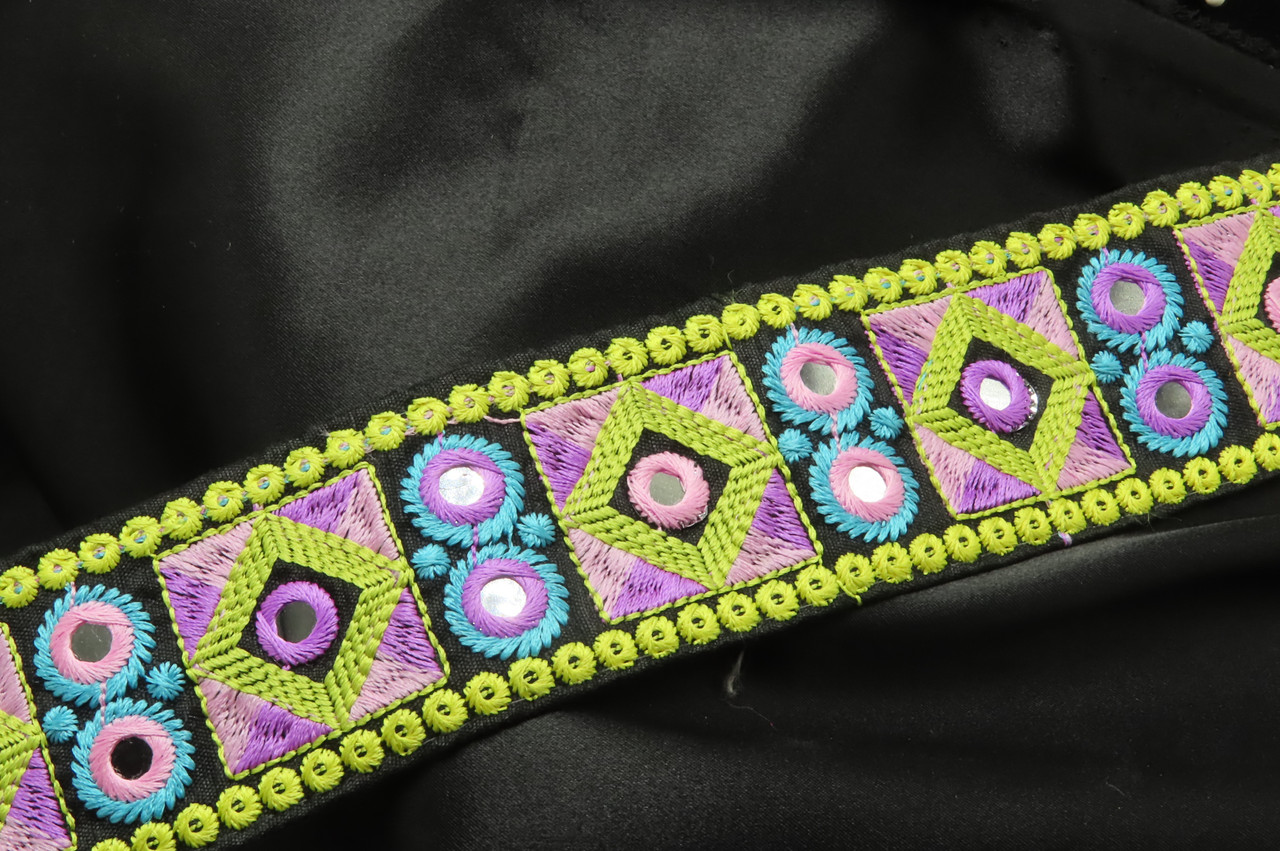 Mirrored Boho Style Embroidered Trim 2 1/8" 54mm Priced Per Yard ...