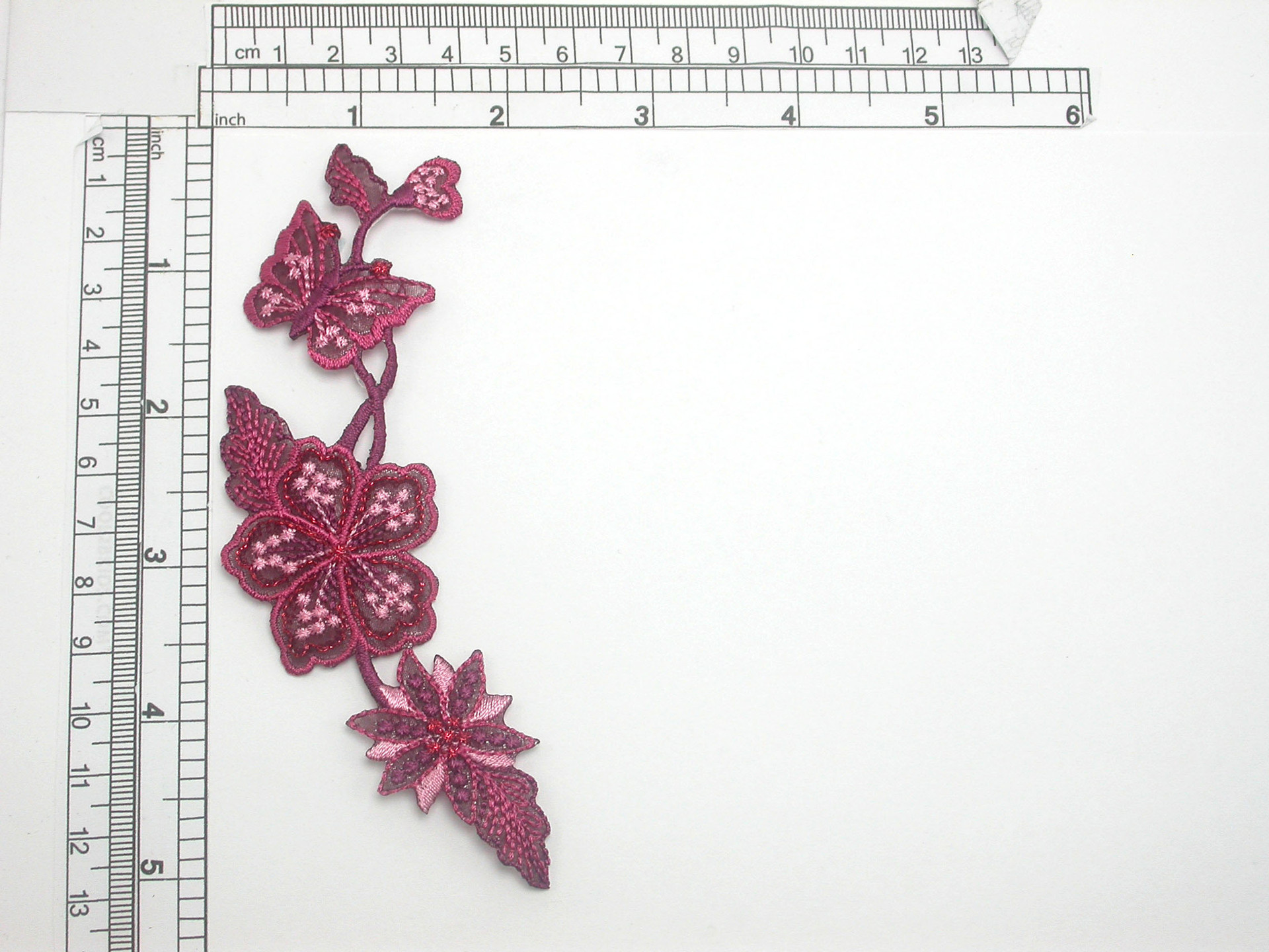 Rhinestone Applique - Flower Spray with Butterfly - Patchwork Panda Trims