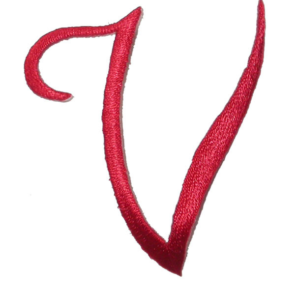 Script Red Letter V - Patchwork Panda Trims