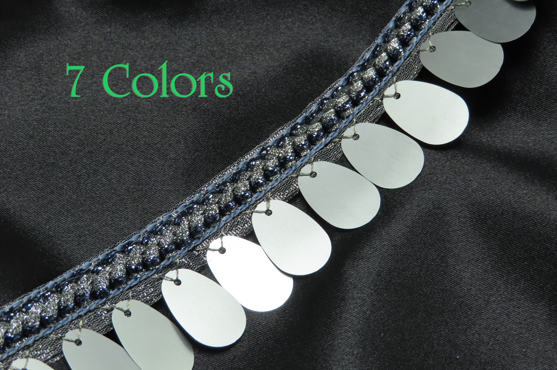 1 3/8" 35mm Oval Sequin Trim Header - priced per meter 7 colors ...