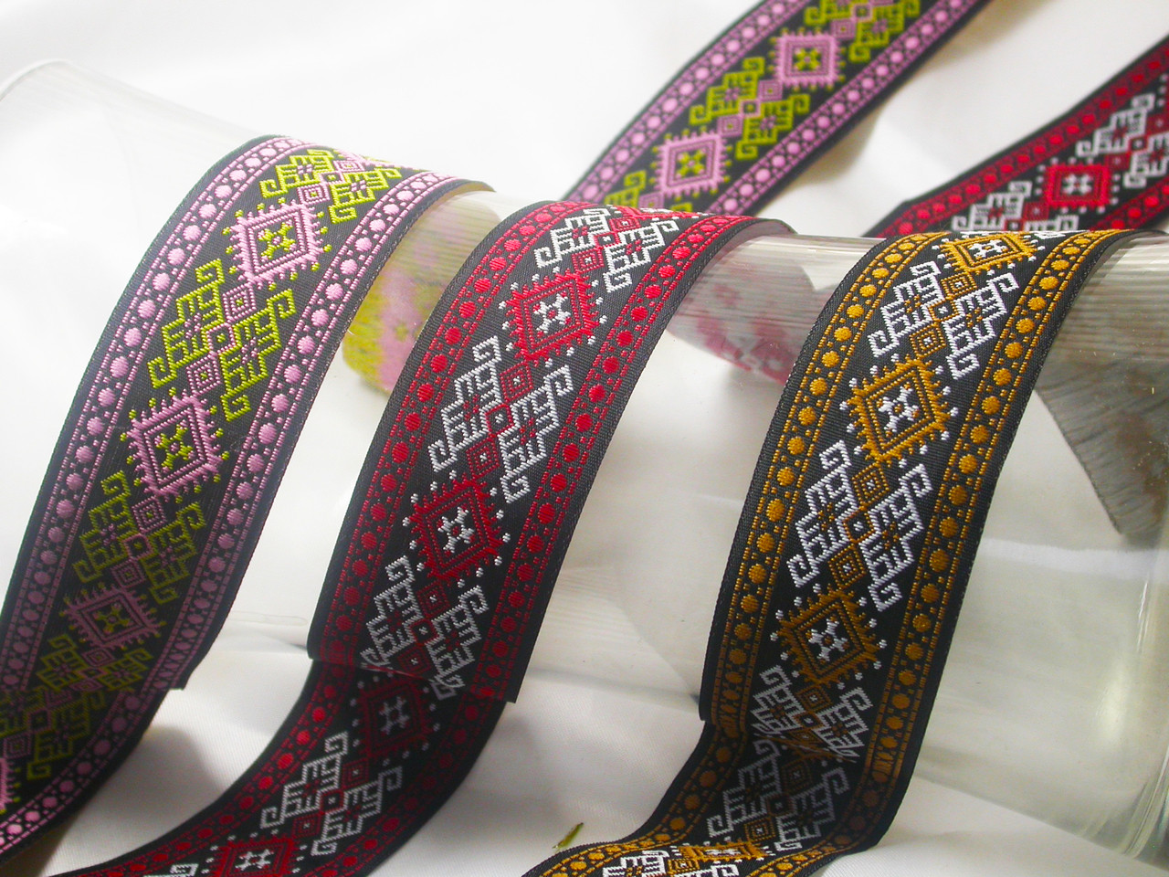 Jacquard Ribbon 1 5/16" (34mm) Inca Diamonds Priced Per Yard *Colors ...