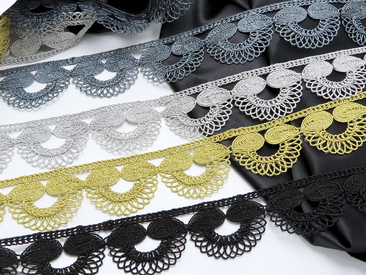 Beaded Border 1 7/8" Embroidered (47.6mm) Per Meter - Patchwork Panda Trims