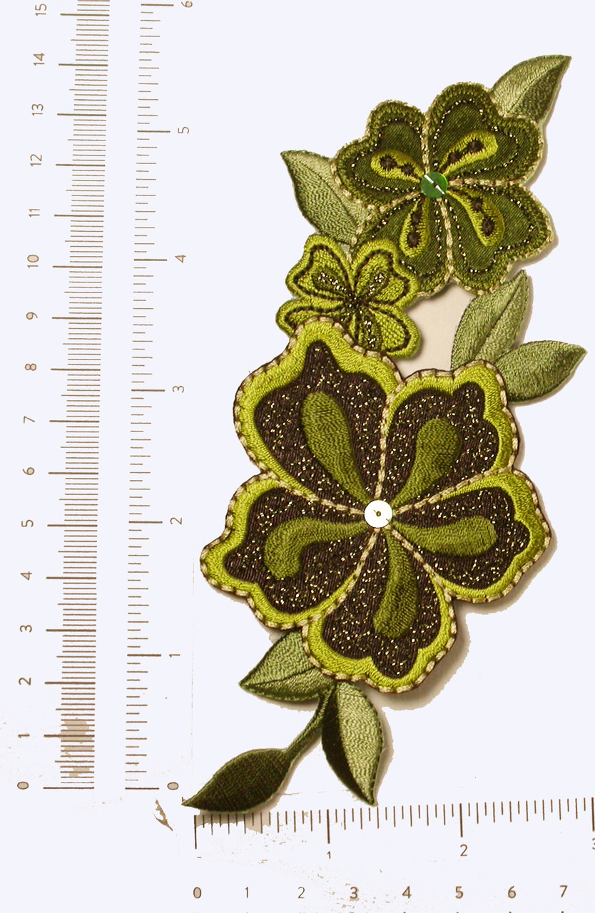 Floral Spray Green. - Patchwork Panda Trims