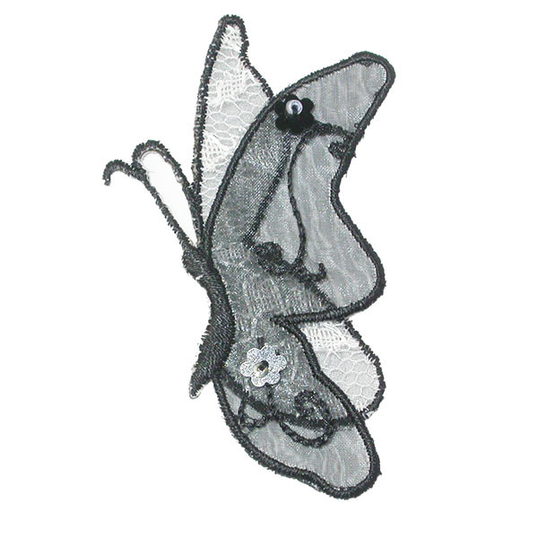 Butterfly Layered Sheer and Lace BLACK - Patchwork Panda Trims