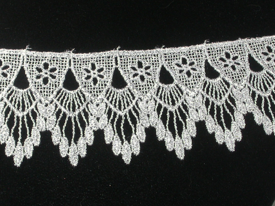 Venise Lace 2 1/2" Metallic Silver Per yard - Patchwork Panda Trims
