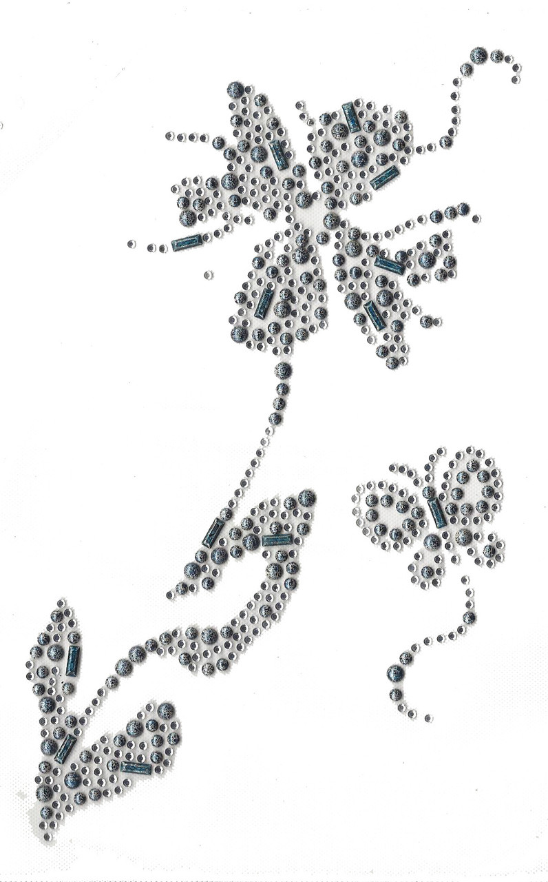 Rhinestone Applique - Flower Spray with Butterfly - Patchwork Panda Trims