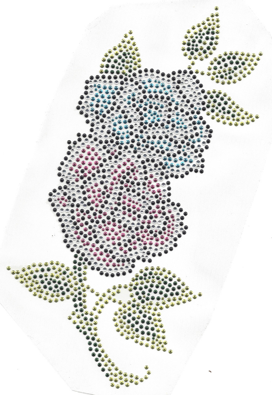Rhinestud Applique - White Flower Spray - Patchwork Panda Trims