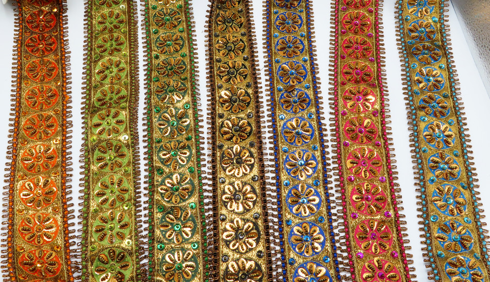 Beaded Border 2 1/8" (54mm) Mirror Bollywood Embroidered - Patchwork ...