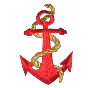 Large Red Anchor with Gold Rope - Patchwork Panda Trims
