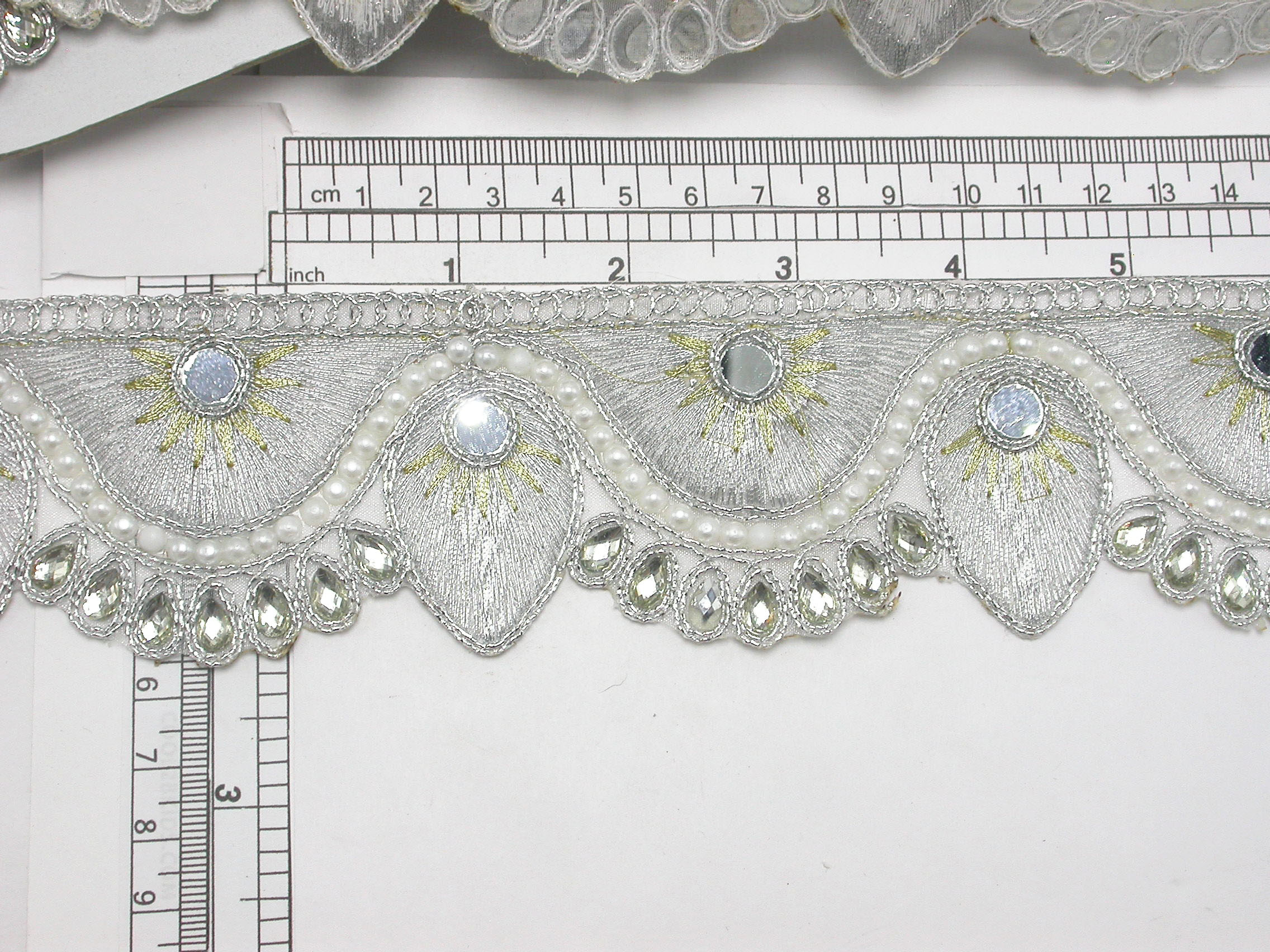 Beaded Border 2 1/8" (54mm) Mirror Bollywood Embroidered - Patchwork ...
