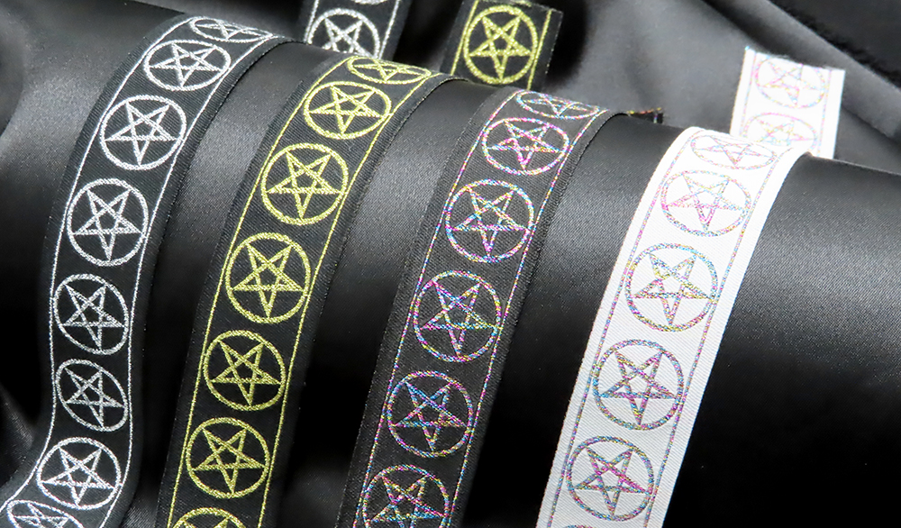 Pentacle Wiccan Jacquard Ribbon 1" Metallic & Variegated *Colors ...