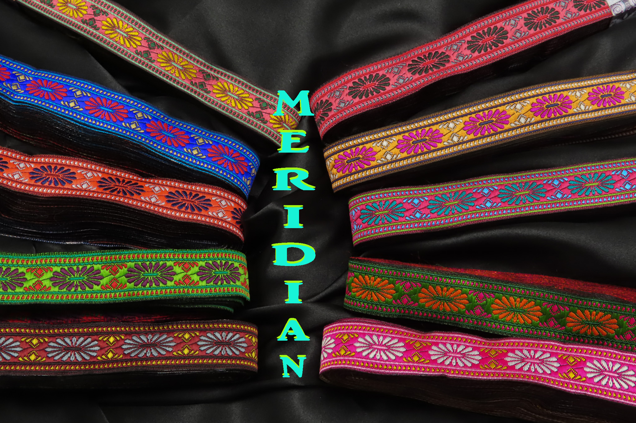 Jacquard Ribbon 1" 25mm Meridian Per Yard - Patchwork Panda Trims