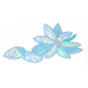 Flower Spray Blue sequin - Patchwork Panda Trims