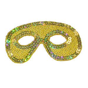 Sequin Mardi Gras Mask Gold - Patchwork Panda Trims