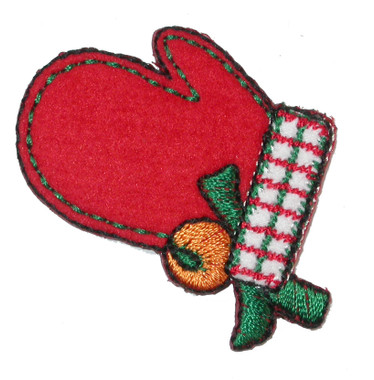 Christmas Mitten Embroidered Applique - Patchwork Panda Trims