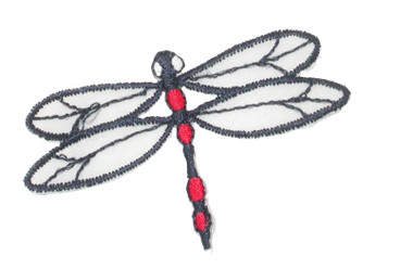 Dragonfly Sheer Double Wings Red - Patchwork Panda Trims