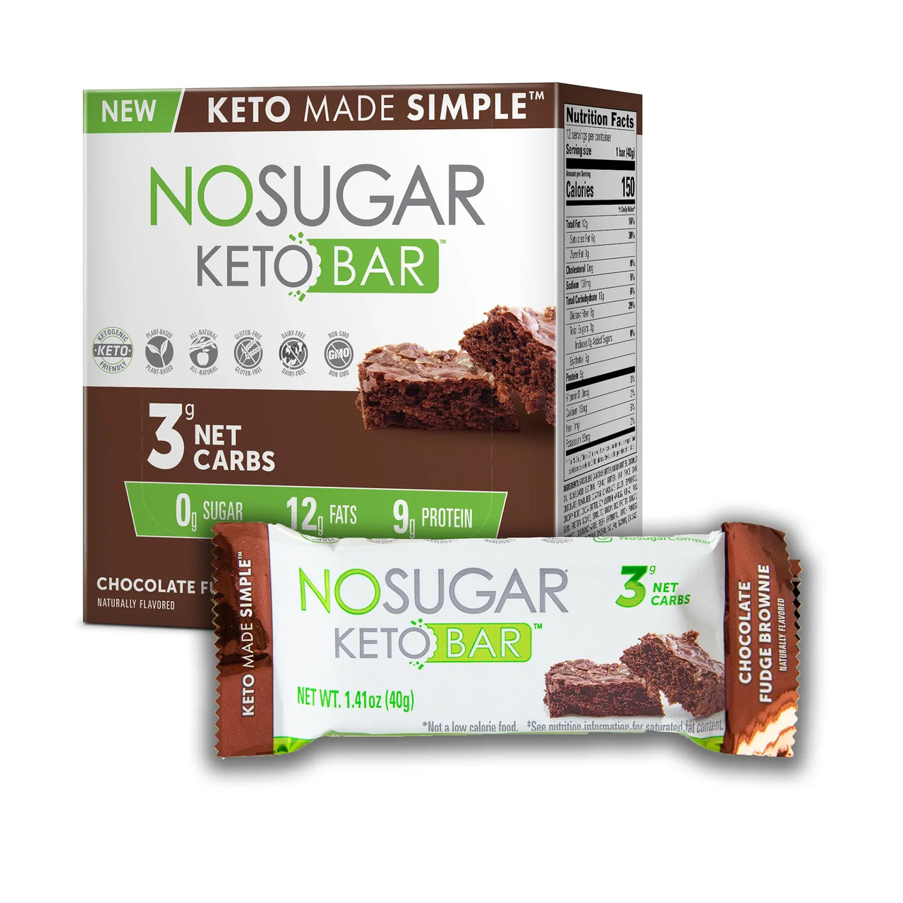 No Sugar Keto Bar Chocolate Fudge 12x40 g