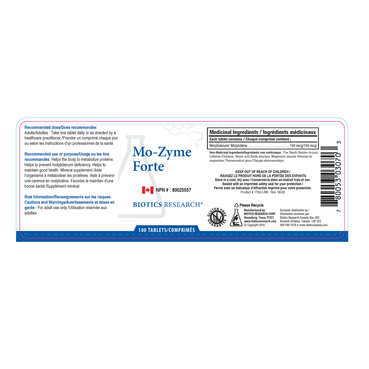 Biotics Research Mo Zyme Forte 100 Tablets