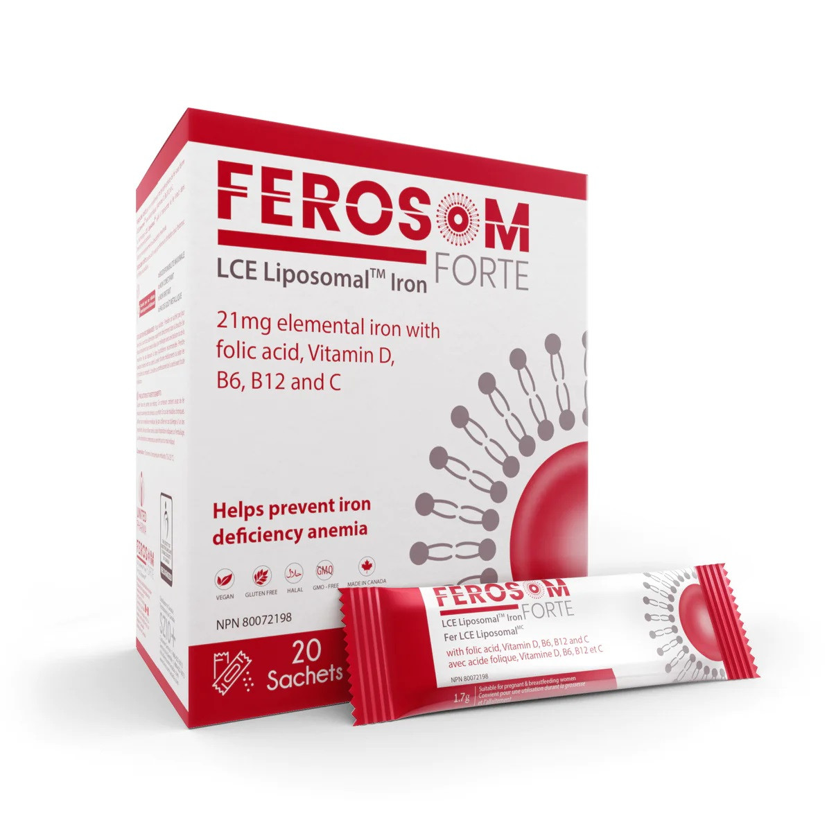 Buy Ferosom Forte LCE Liposomal Iron Supplement 20 Powder Sachets