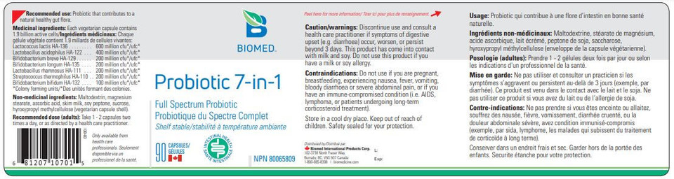 Biomed Probiotic 7 in 1 - 90 Veg Capsules