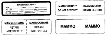 Mammography Labels, easy to read | Eljay X-Ray, Inc.