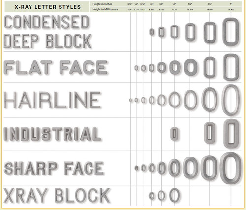 Lead Letters/Arrows/Numbers for X-ray | Eljay X-Ray, Inc.