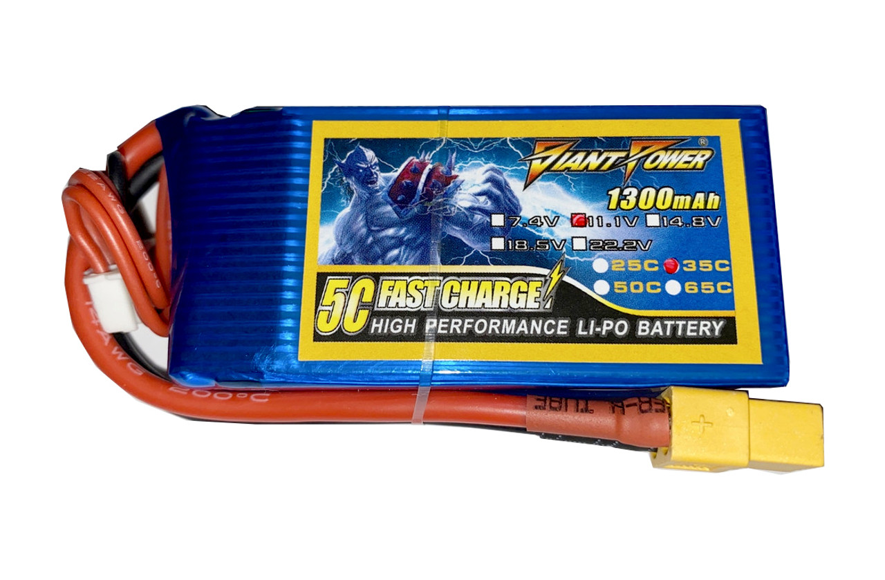 Giant Power 3s 111v 1300mah 65c Li Po Wxt60 Plug Lipo Battery