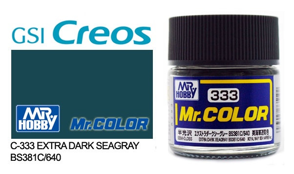 Gunze - C333 Mr Color Semi Gloss Extra Dark Dark Sea Grey BS381/C640 ...