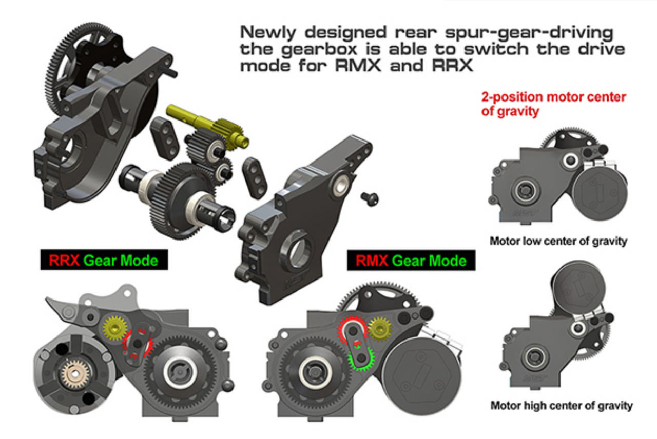 MST RMX 2.0 Spur Rear Gearbox Set / Color: Red - Hobby Station
