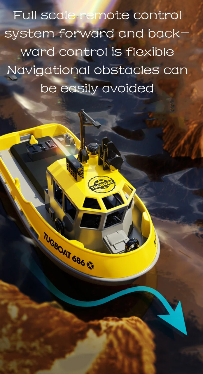 Tugboat 686 RTR 2.4GHz RC Boat, Yellow
