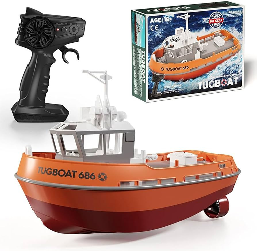 Tugboat 686 RTR 2.4GHz RC Boat, Orange - Hobby Station