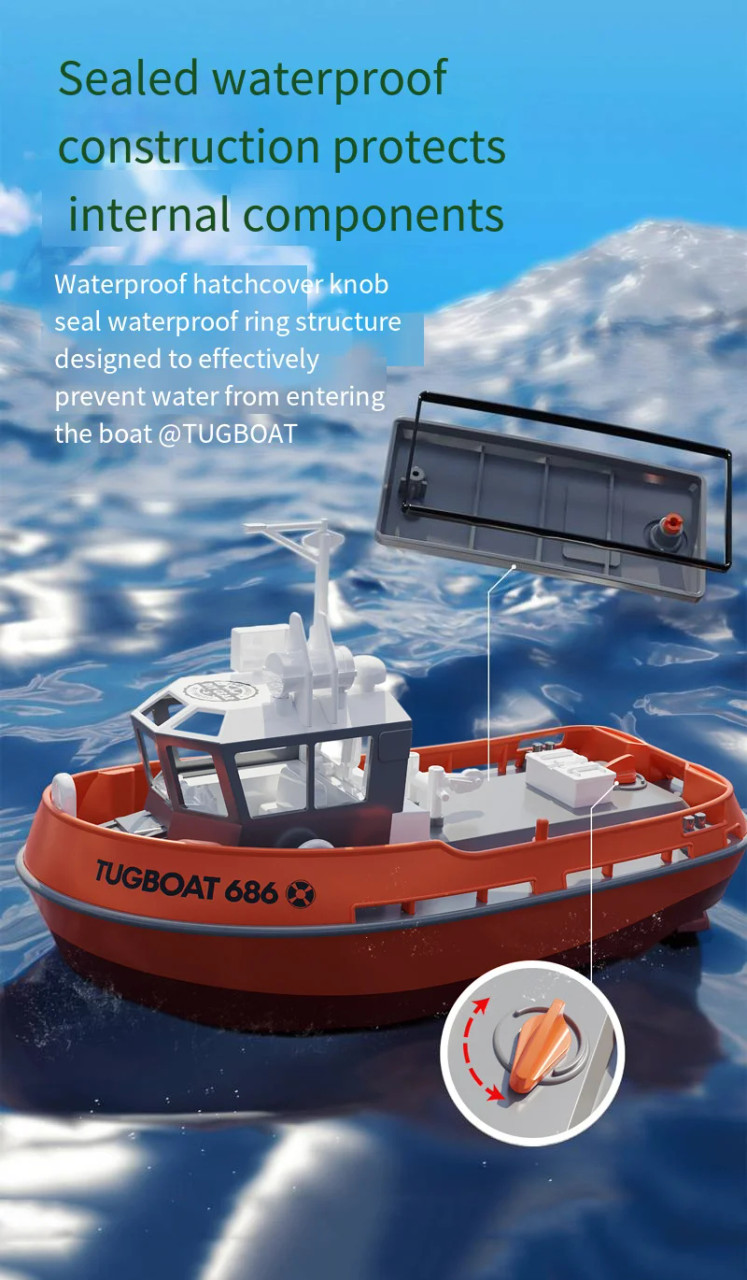 Tugboat 686 RTR 2.4GHz RC Boat, Orange - Hobby Station