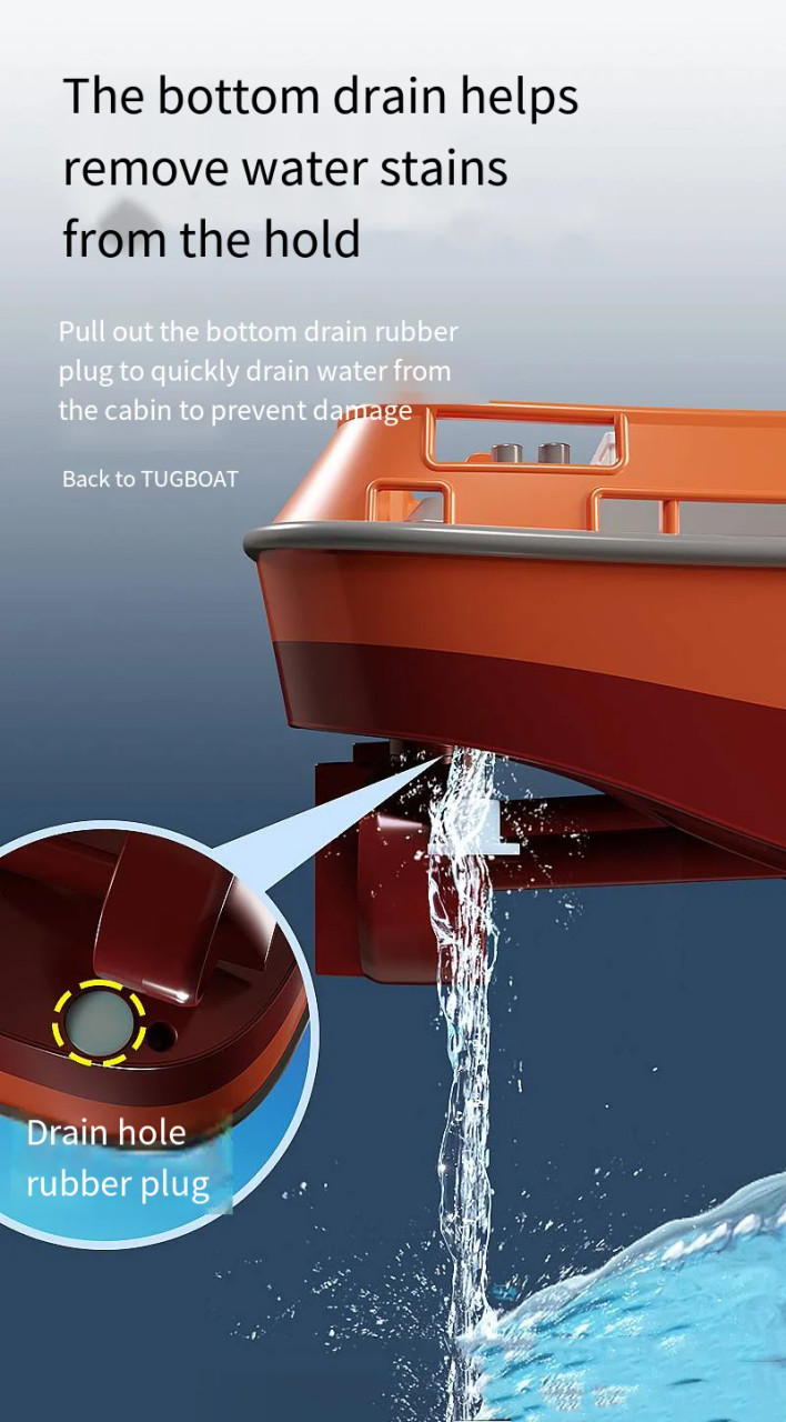 Tugboat 686 RTR 2.4GHz RC Boat, Orange - Hobby Station