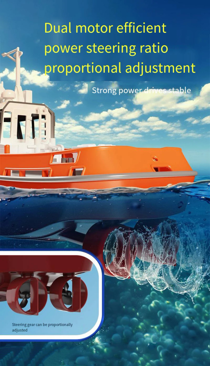 Tugboat 686 RTR 2.4GHz RC Boat, Orange - Hobby Station
