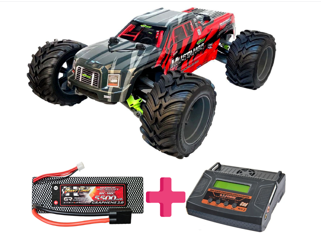 WOV Racing Mustangs 4S Brushless Monster Truck 1/9 Scale RTR with ...