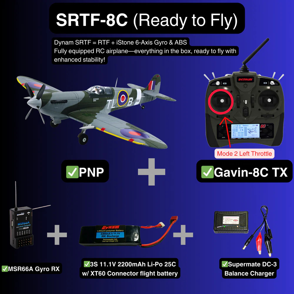 Dynam Supermarine Spitfire V3 RC Warbird Plane 1200mm Wingspan w/ Flaps ...